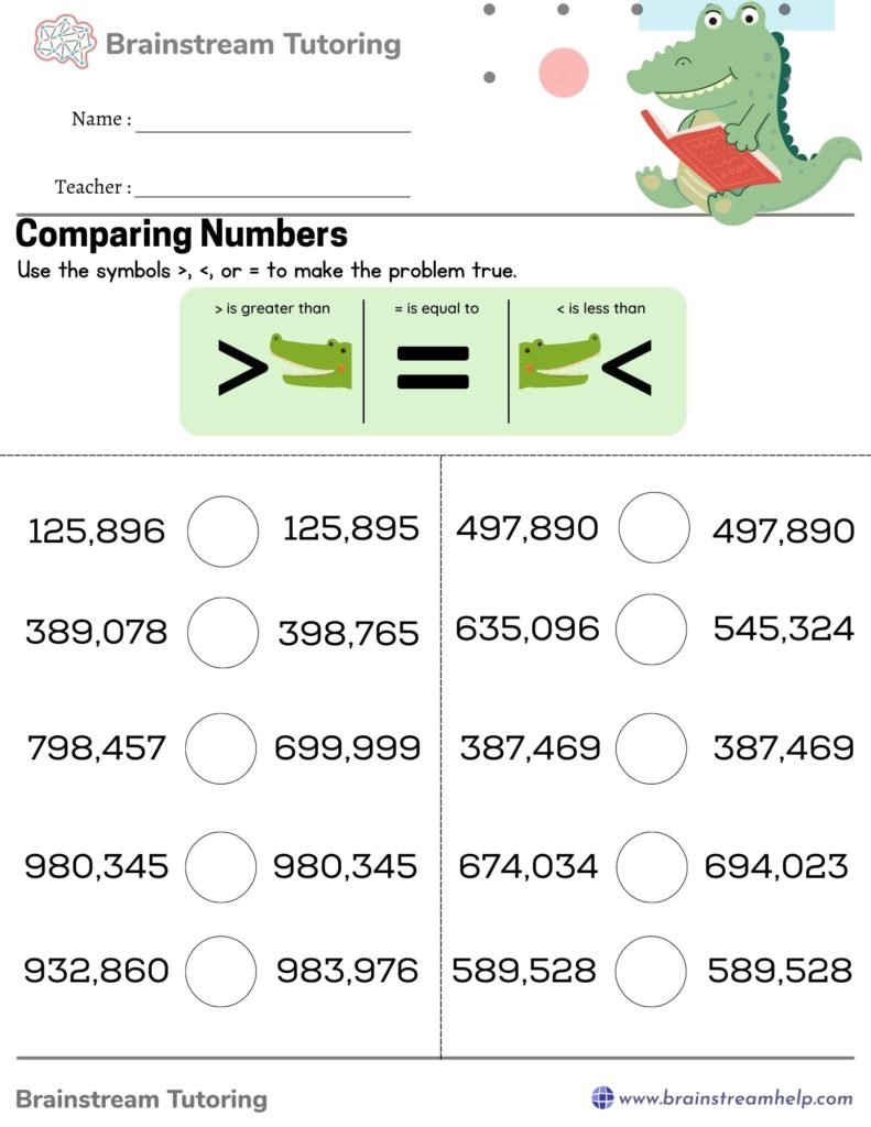 Comparing Large Numbers - Brainstreamhelp
