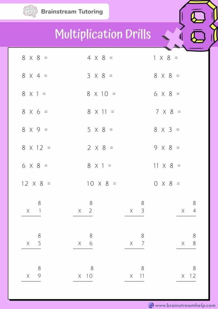 Eight Times Table - Brainstreamhelp