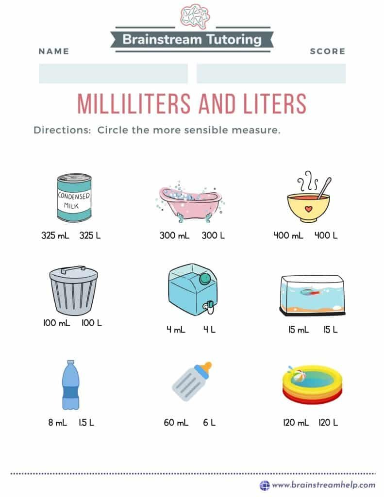 Milliliters and Liters - Brainstreamhelp