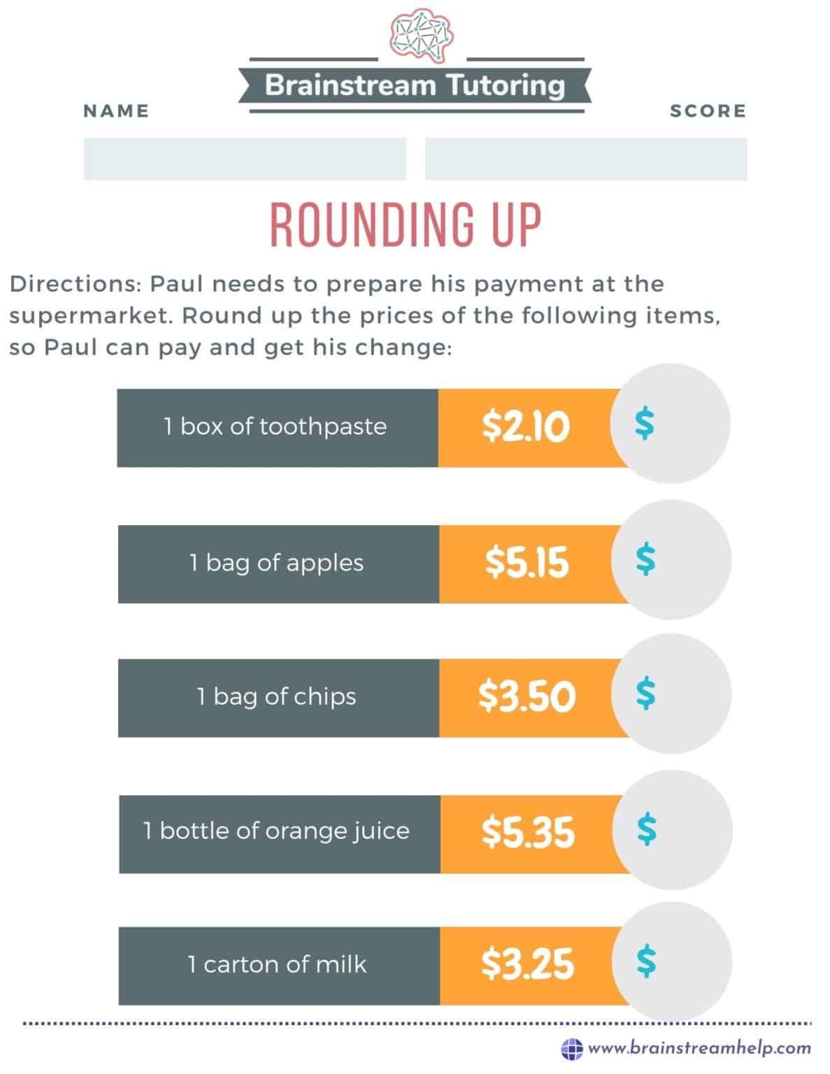 Money - Rounding Up - Brainstreamhelp