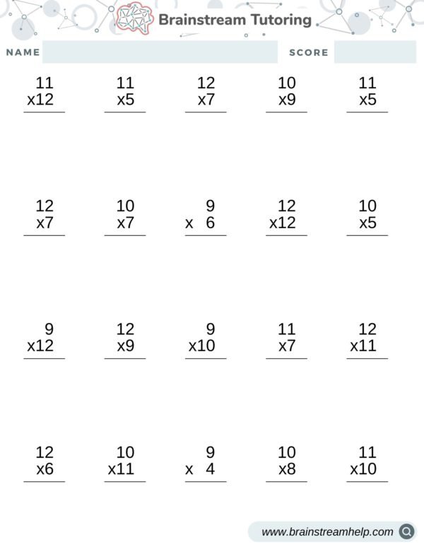 Multiplication 5-12 - Brainstreamhelp