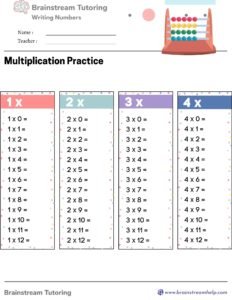 Multiplication Table Practice 1-12 - Brainstreamhelp