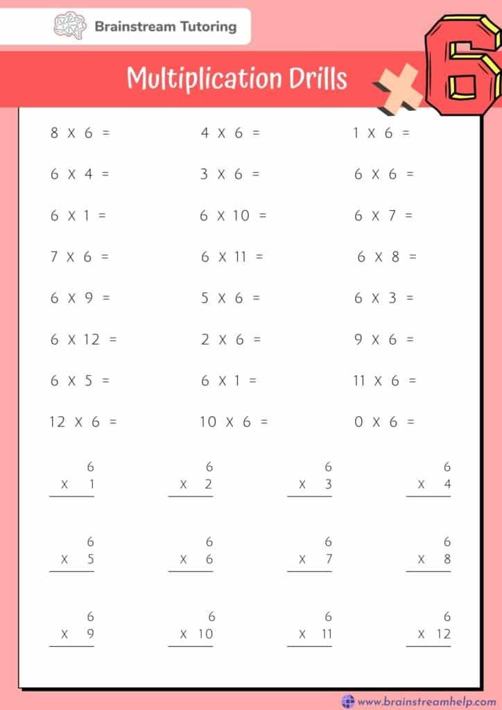 Multiplication Drill - Six Times Table - Brainstreamhelp