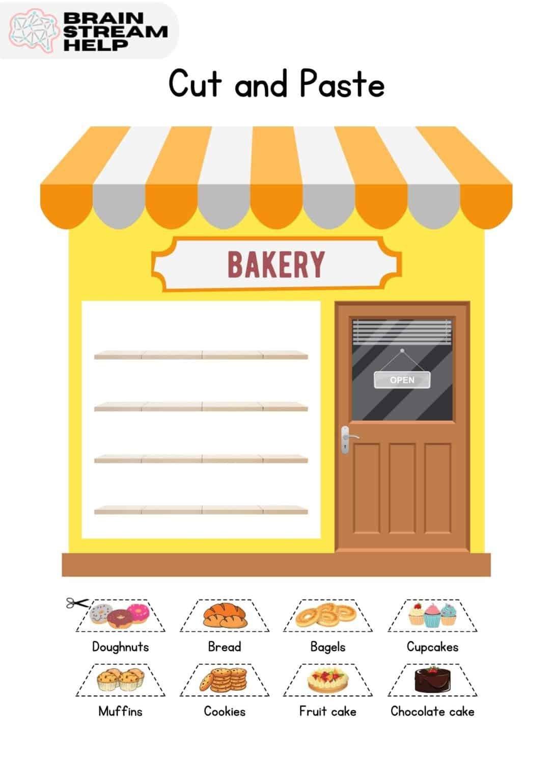 Bakery - Cut and Paste Activity - Brainstreamhelp