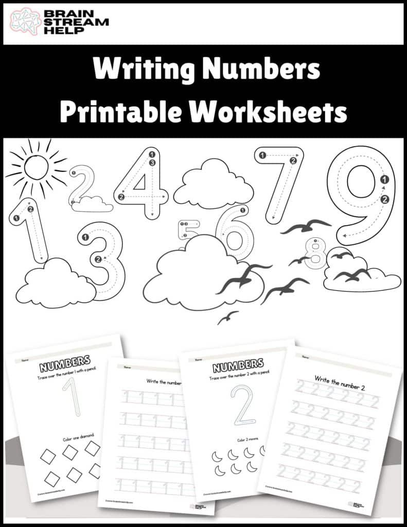 Kindergarten Writing Numbers Printable Worksheets - Brainstreamhelp