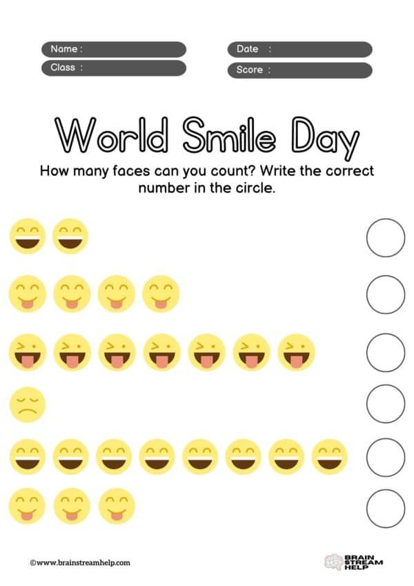 World Smile Day Worksheets - Brainstreamhelp